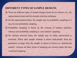 Characteristics of a good sample design & types of sample design | PPTX