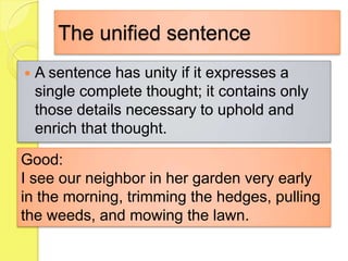 Characteristics of a good sentence lecture 1 writing | PPSX