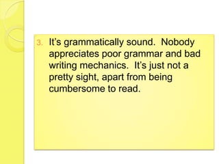 Characteristics of a good sentence lecture 1 writing | PPSX