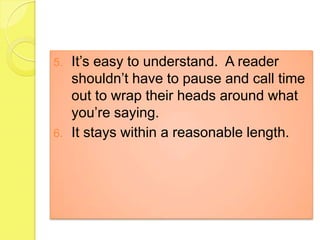 Characteristics of a good sentence lecture 1 writing | PPSX