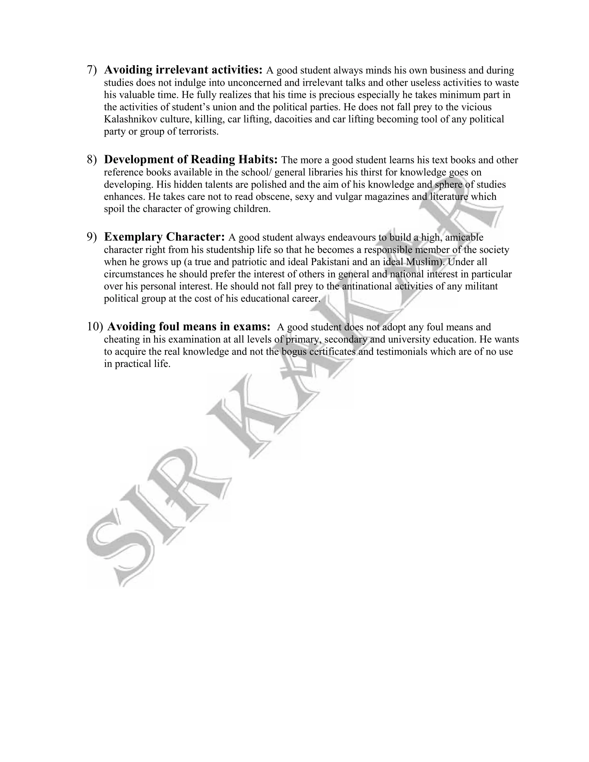 Characteristics of a good student | PDF