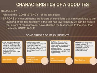 Characteristics of a good test | PPTX