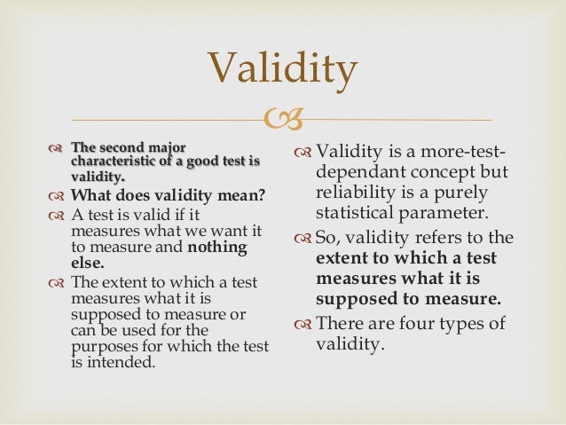 Characteristics of a good test