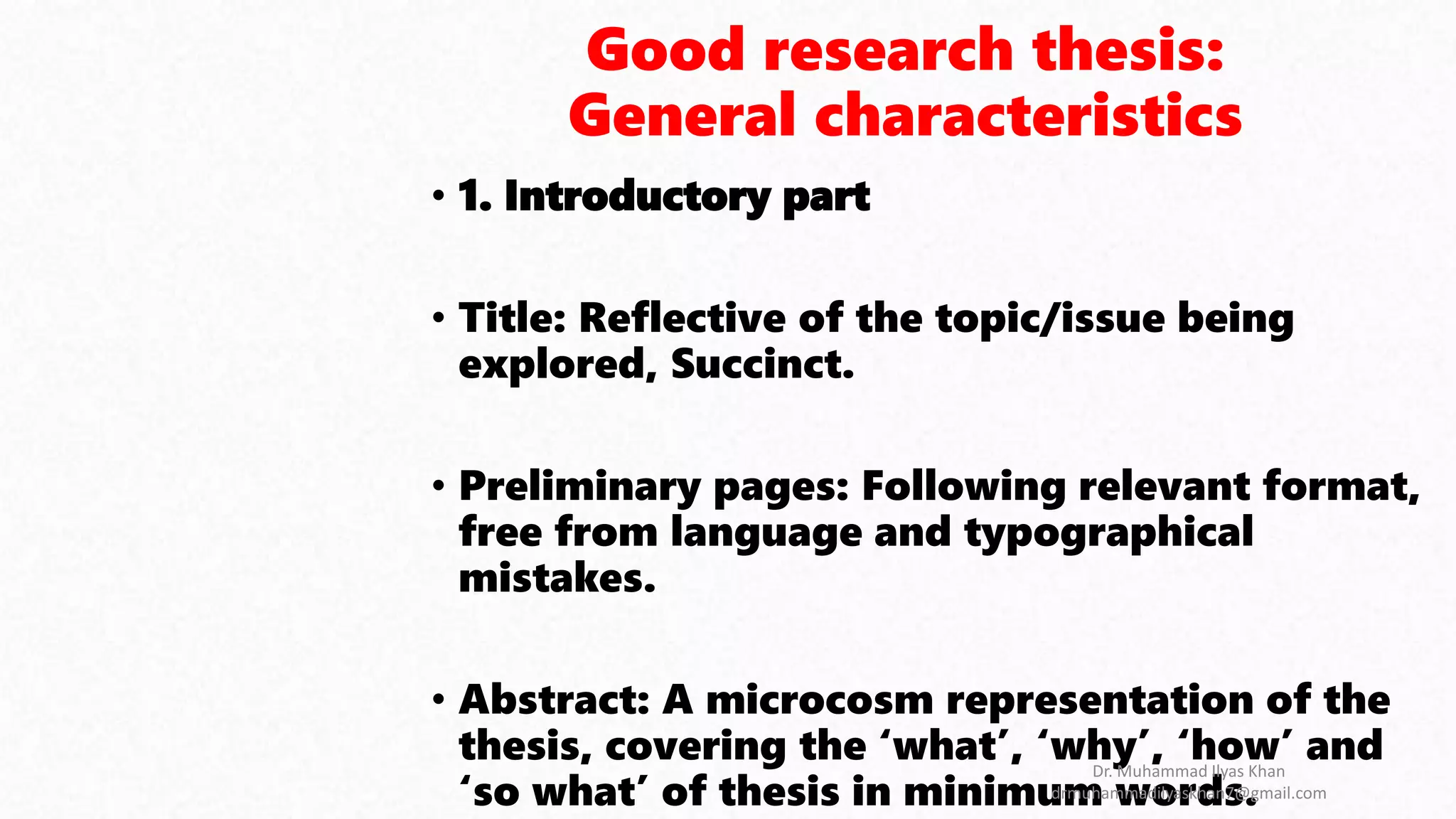 Characteristics of a good thesis | PPTX