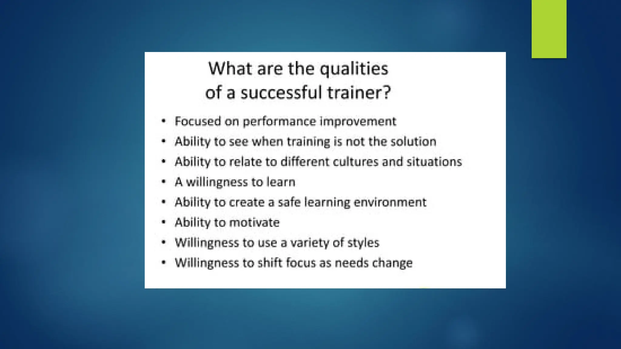 CHARACTERISTICS OF A GOOD TRAINER .pptx