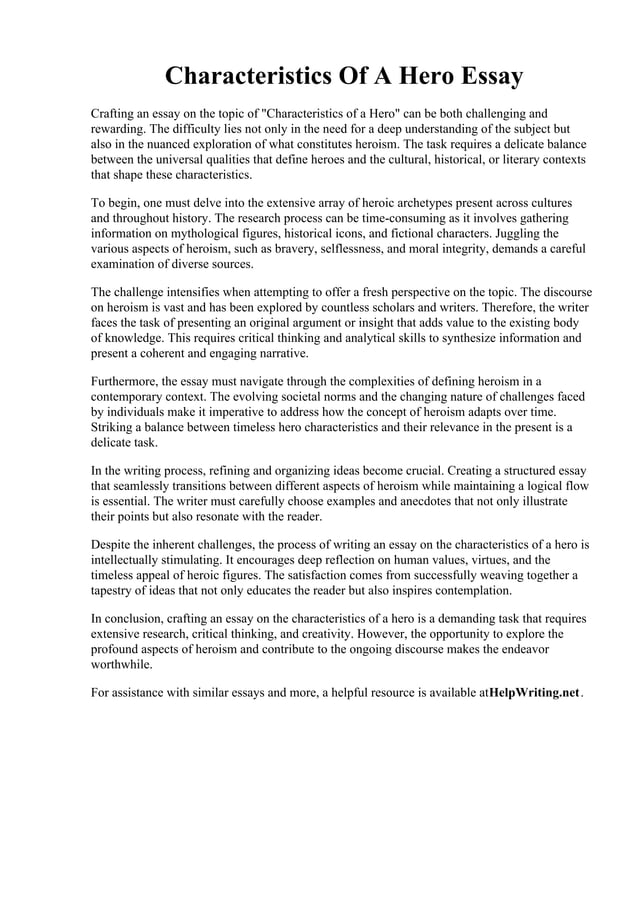 Characteristics Of A Hero Essay | PDF