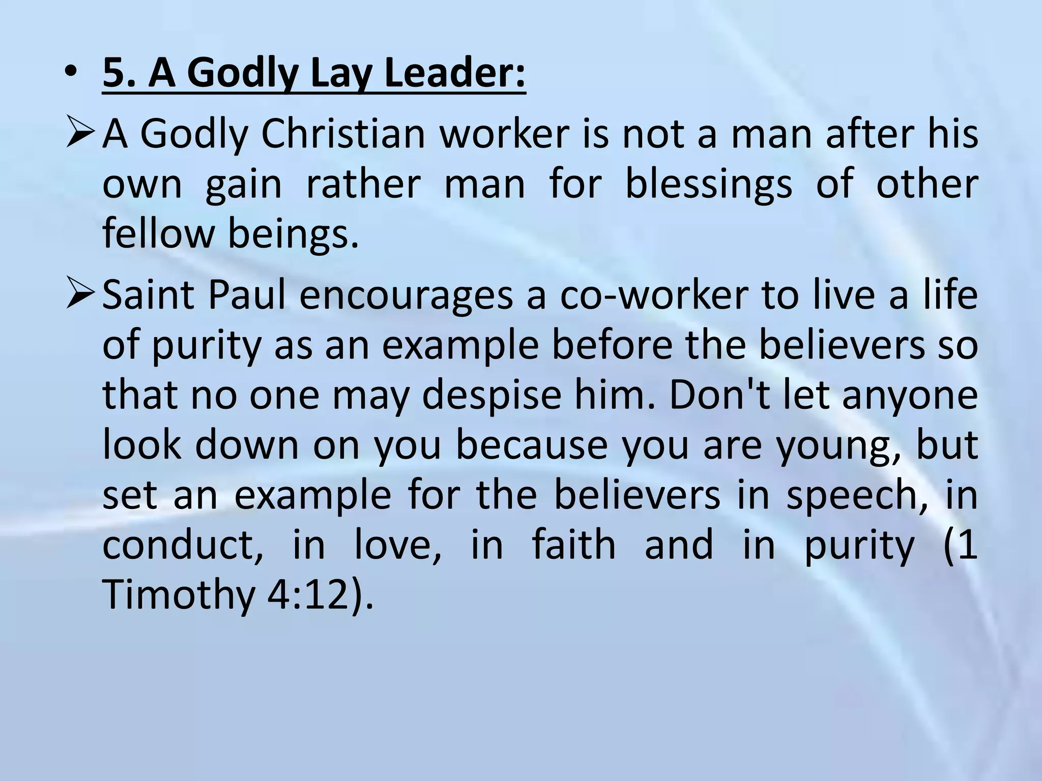 Characteristics of a lay leader | PPT