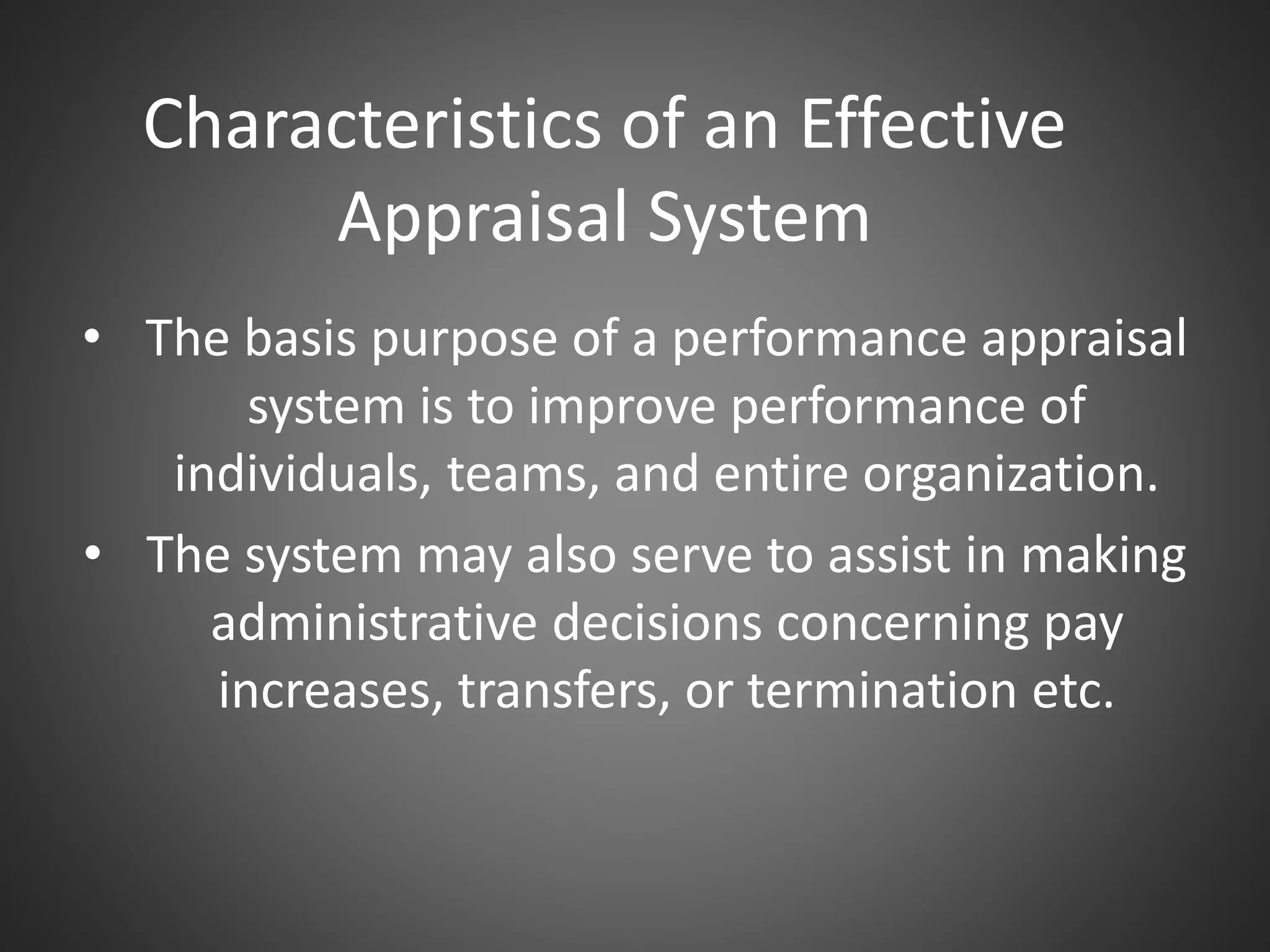 Characteristics of an effective appraisal system | PPTX