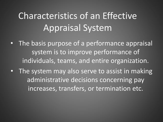 Characteristics of an effective appraisal system | PPTX