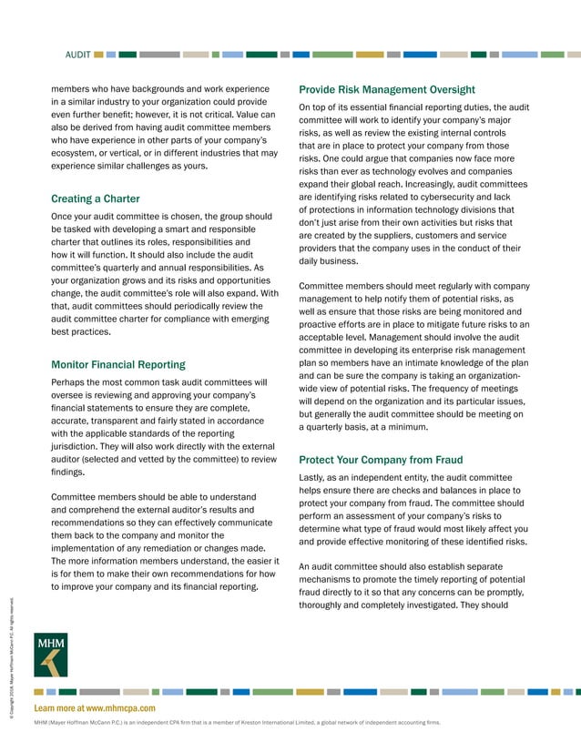 Characteristics of an Effective Audit Committee | PDF | Business ...