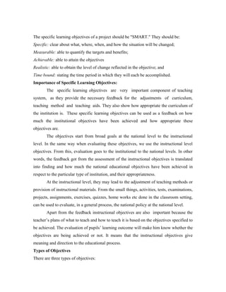 Characteristics and Significance of a Specific Objectives | DOC