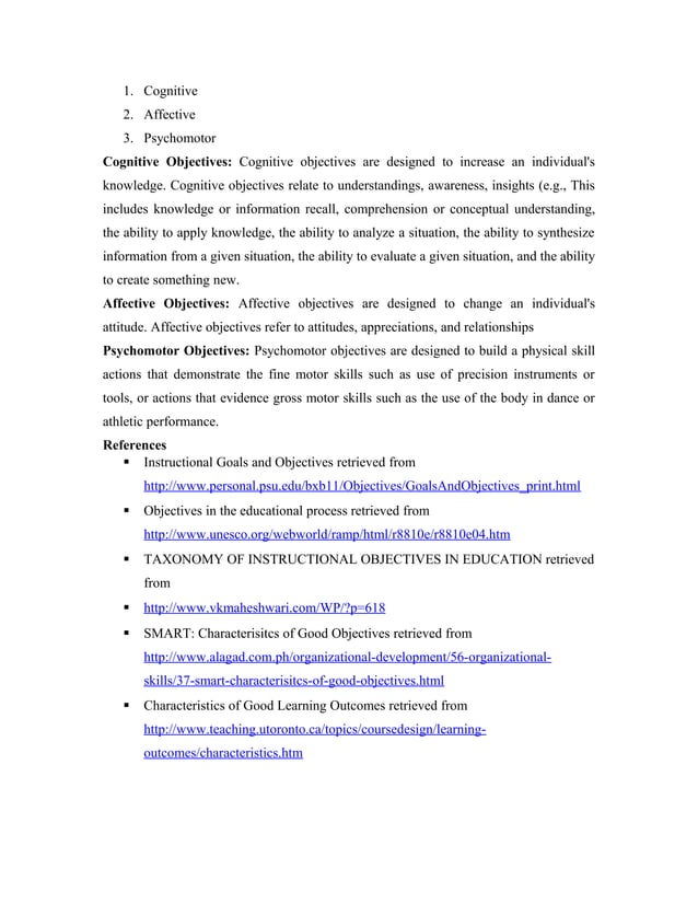 Characteristics and Significance of a Specific Objectives | PDF