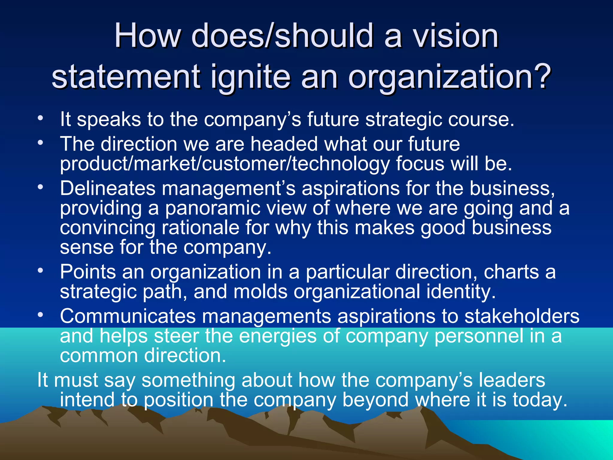 Characteristics of a vision statement:Training | PPT