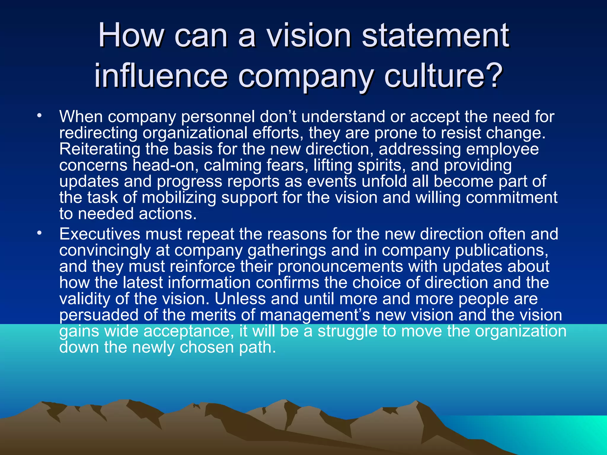 Characteristics of a vision statement:Training | PPT