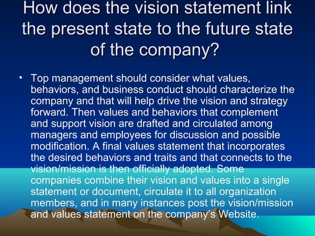 Characteristics of a vision statement:Training | PPT