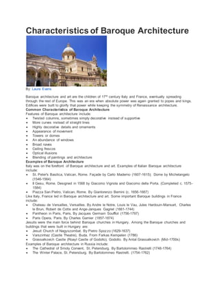 Characteristics of baroque architecture | PDF