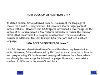 Characteristics of c# | PPT | Programming Languages | Computing