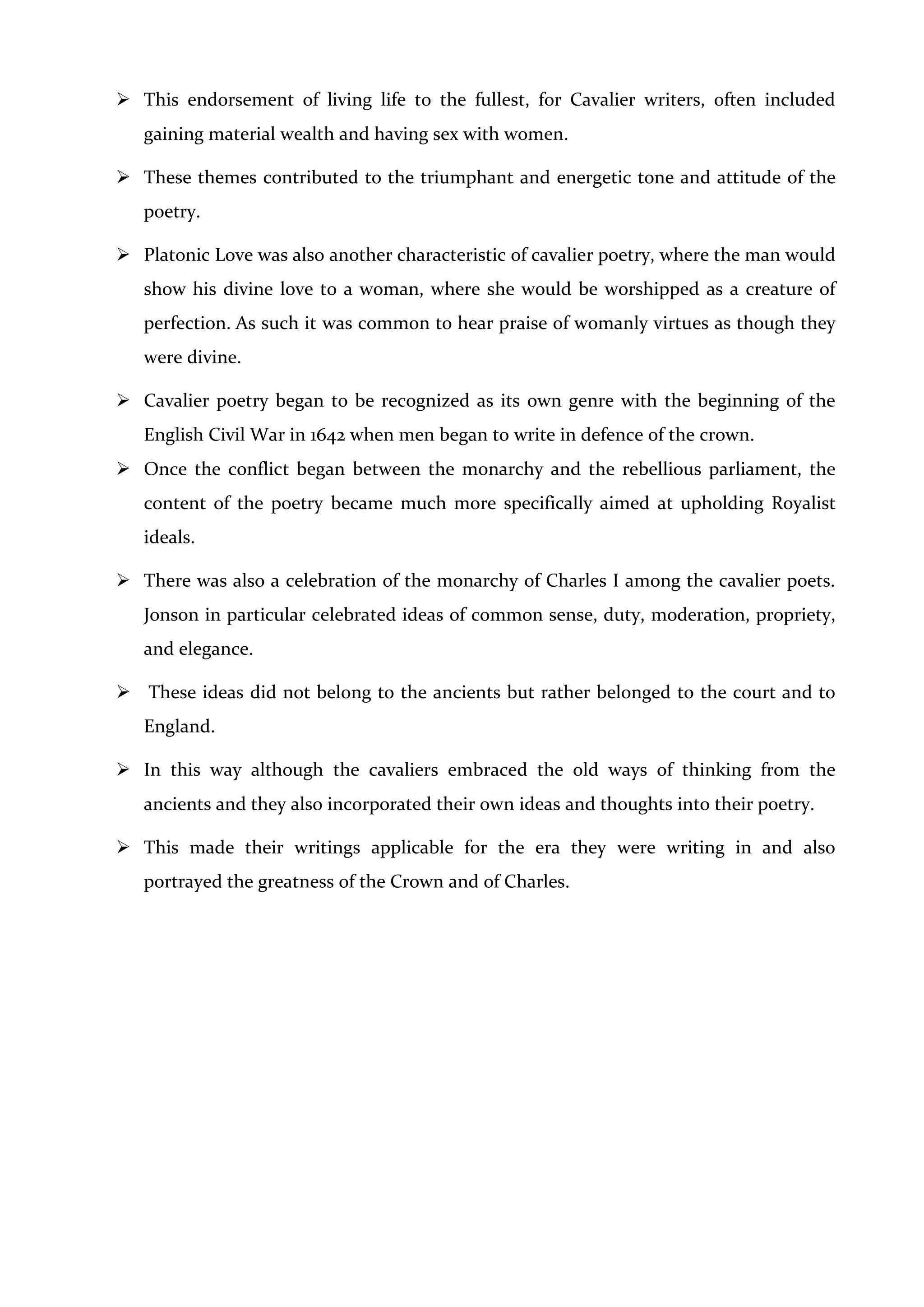 Characteristics of cavalier poetry | PDF