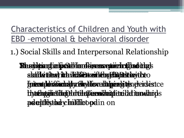 EBD Characteristics of children and youth with ebd –emotional ...