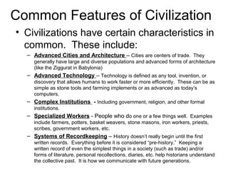 World History - Characteristics of civilization Module 1 | PPT