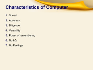 Characteristics of computer.ppt tamoor | PPT