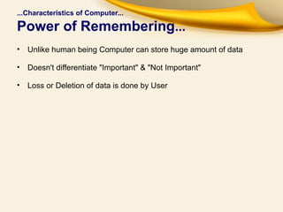 Characteristics of computer.ppt tamoor | PPT