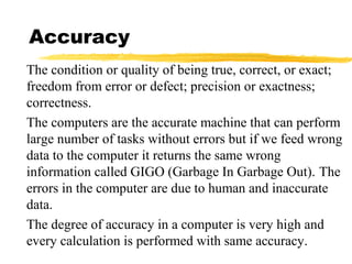 Characteristics ofcomputer | PPT