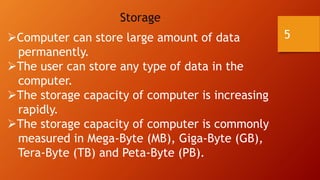 Characteristics of computer for b com students | PPT