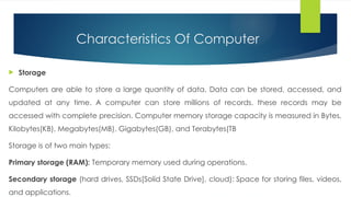 Characteristics of Computer and their types.pptx