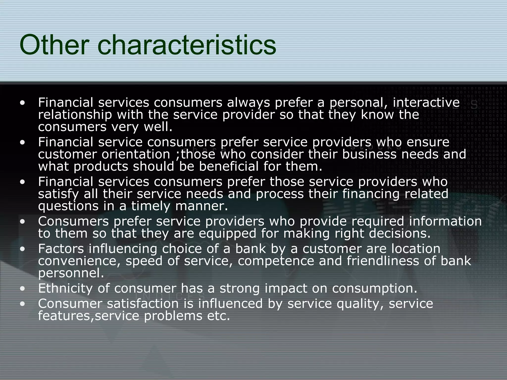 Characteristics of consumers of financial services | PPT