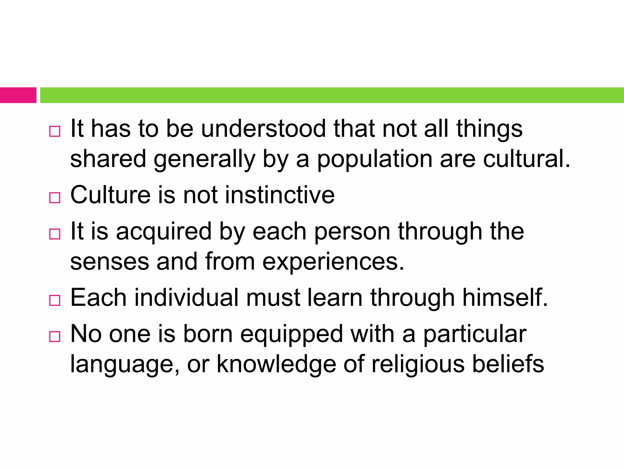 Characteristics of culture | PPTX