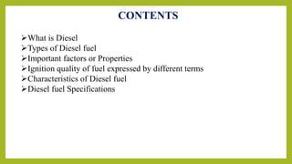 CHARACTERISTICS OF DIESEL | PPTX