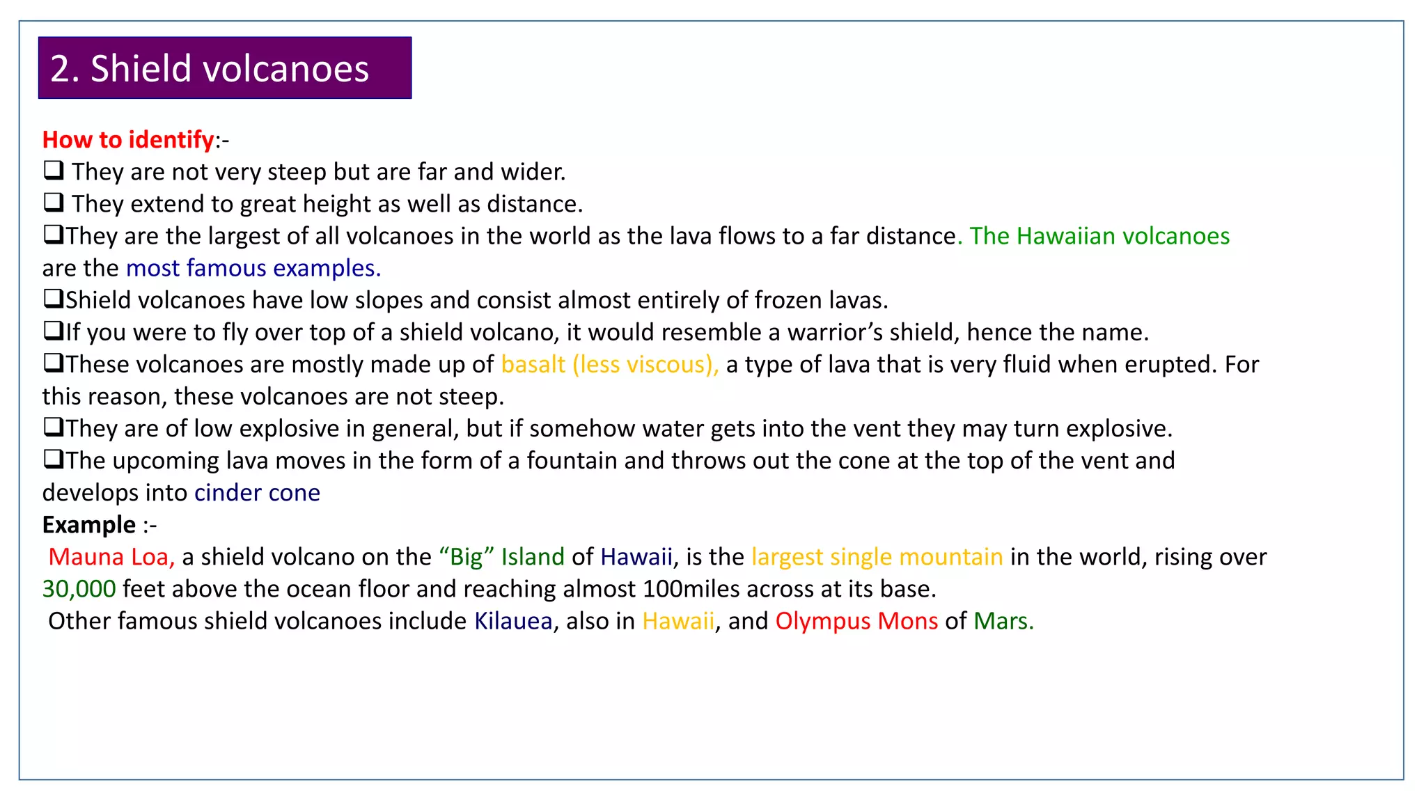Characteristics of different volcanoes and their types | PPTX