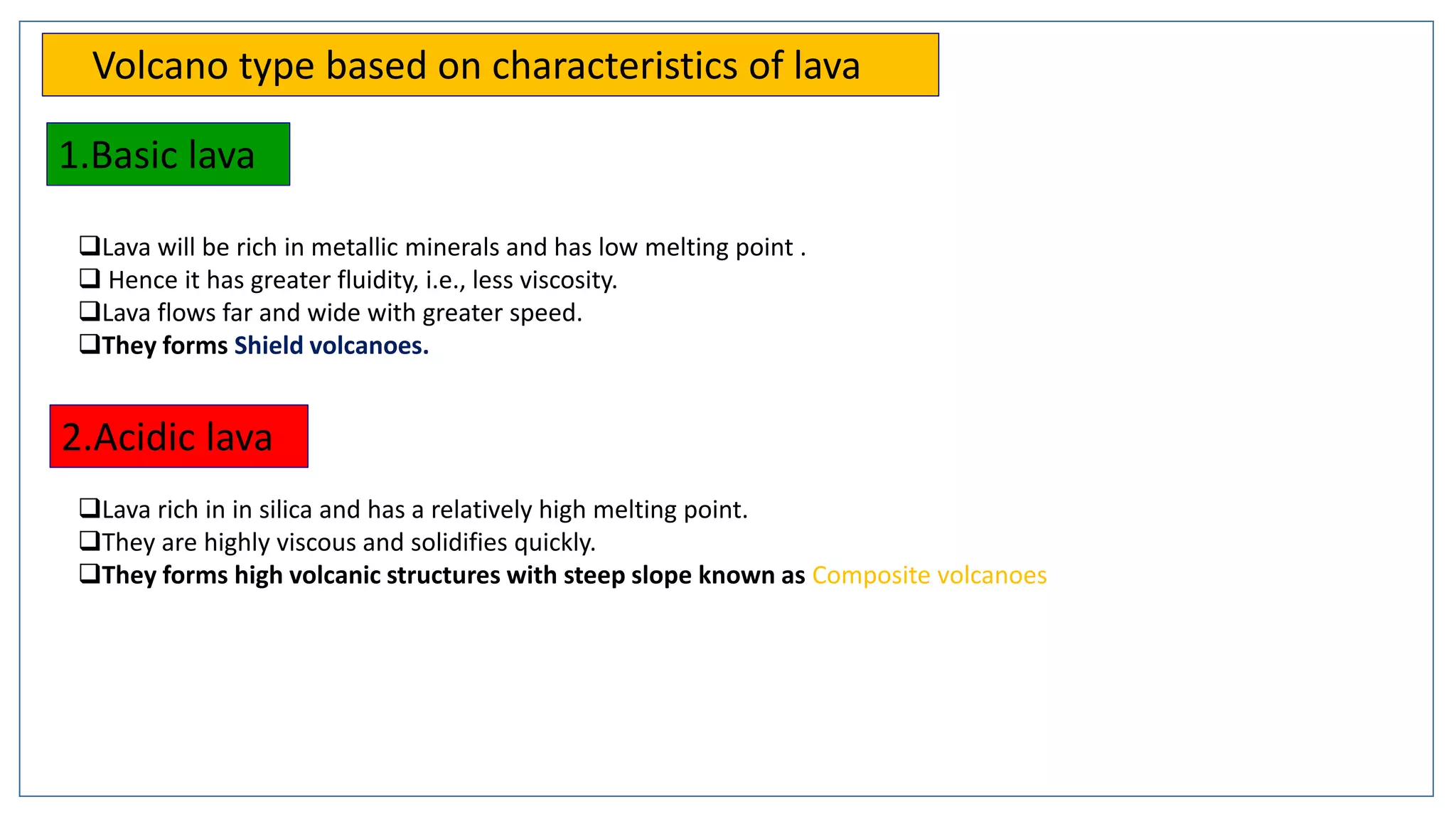 Characteristics of different volcanoes and their types | PPTX