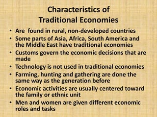 Traditional Economic System Countries