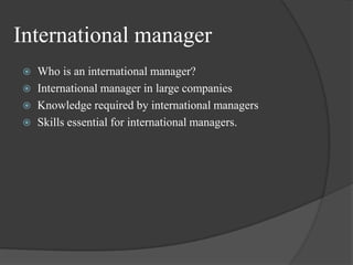 Characteristics of effective international managers | PPT