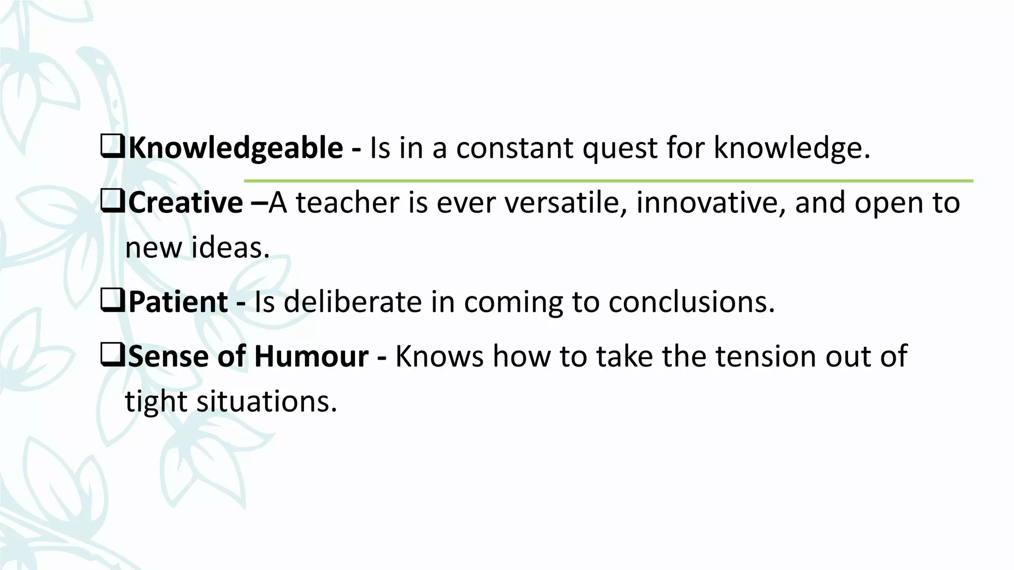 Characteristics of effective teaching | PPTX