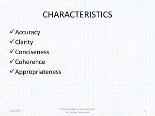 Characteristics of effective technical communication | PPTX