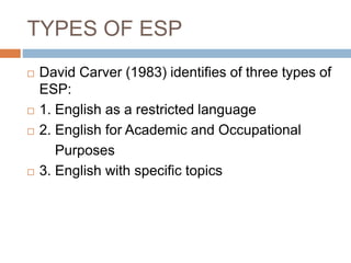 Characteristics of ESP | PPTX