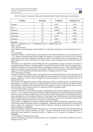 Characteristics of farmers and technical efficiency in cocoa farming at sigi regency indonesia ...