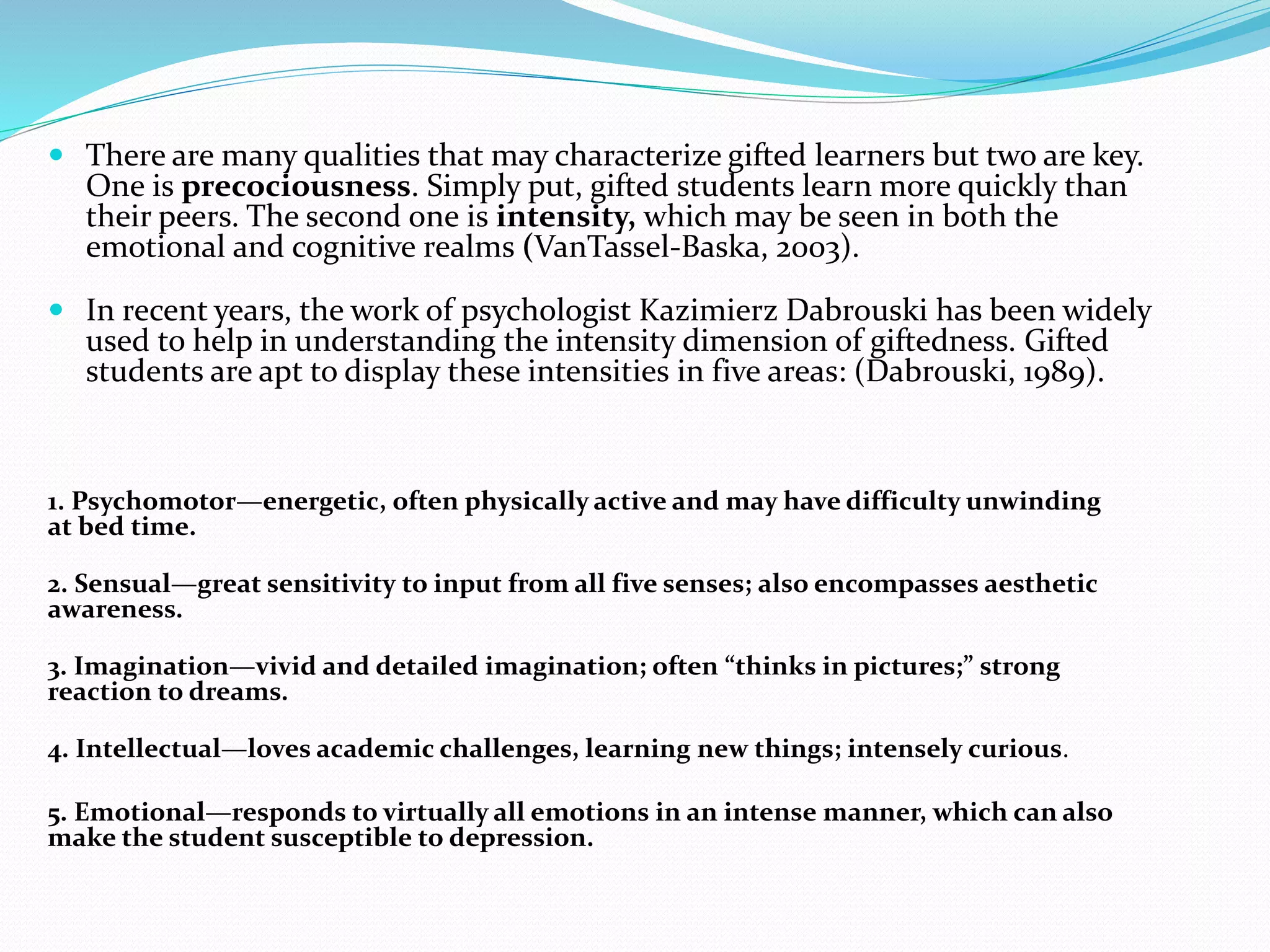Characteristics of Gifted Children | PPTX
