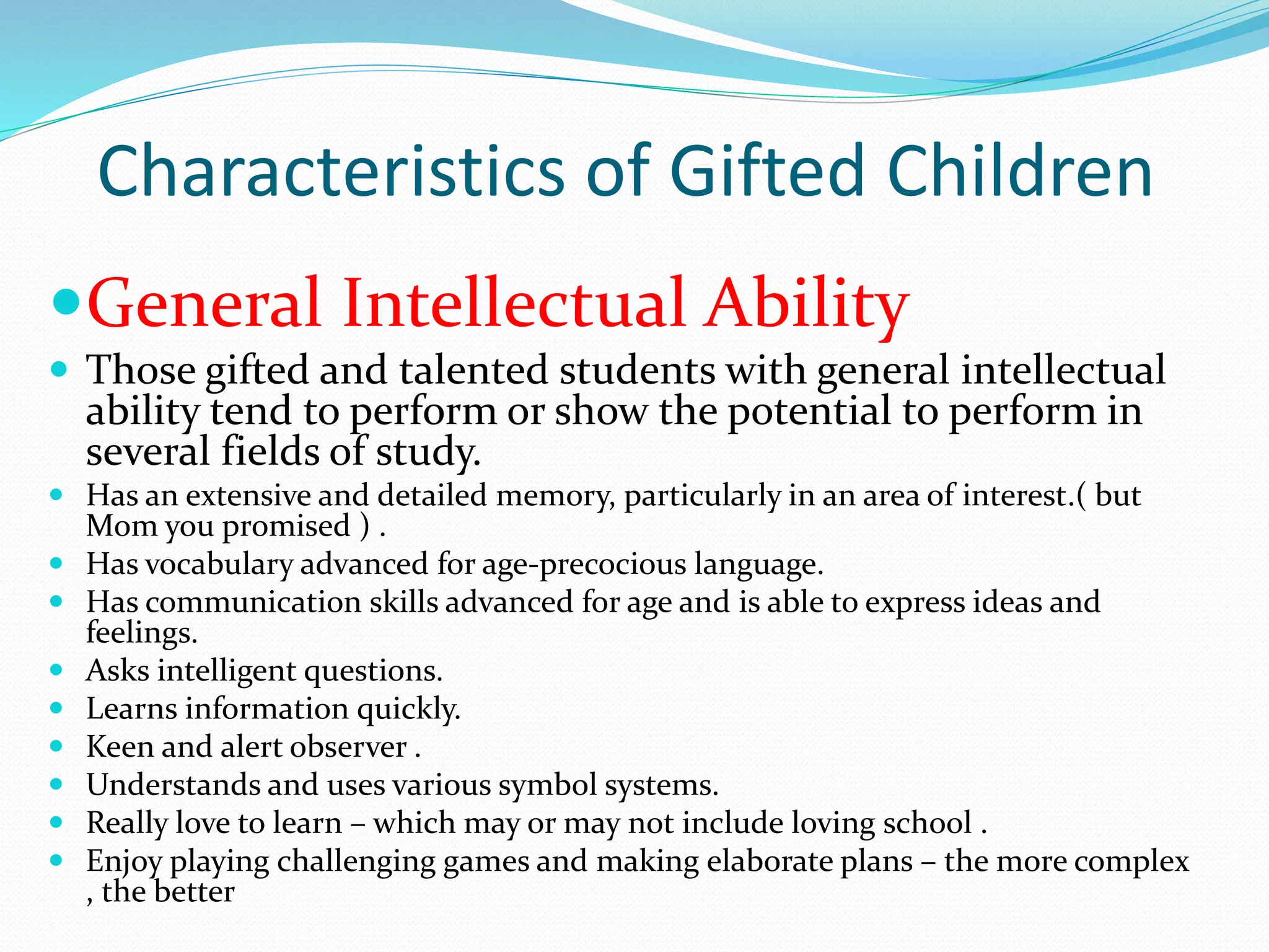 Characteristics of Gifted Children | PPTX