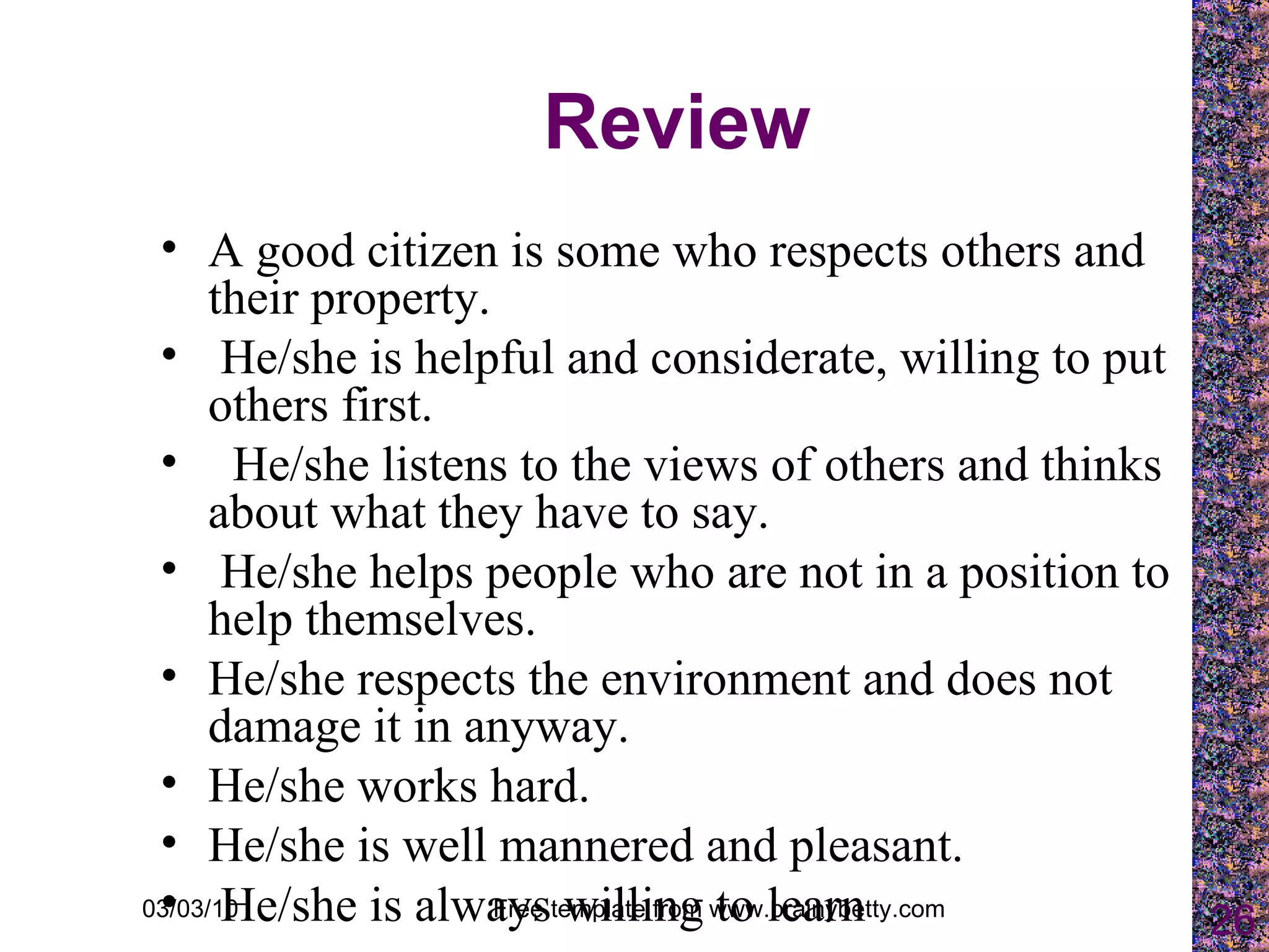 Characteristics Of Good Citizen2 | PPT
