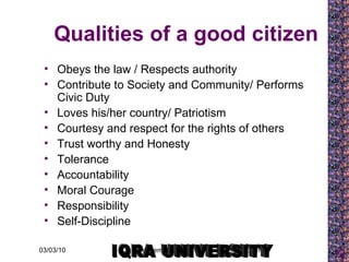 Characteristics Of Good Citizen2 | PPT
