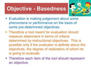 Characteristics of Good Evaluation Instrument | PPTX