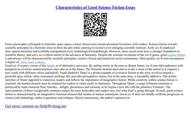 Characteristics Of Good Science Fiction Essay | PPT