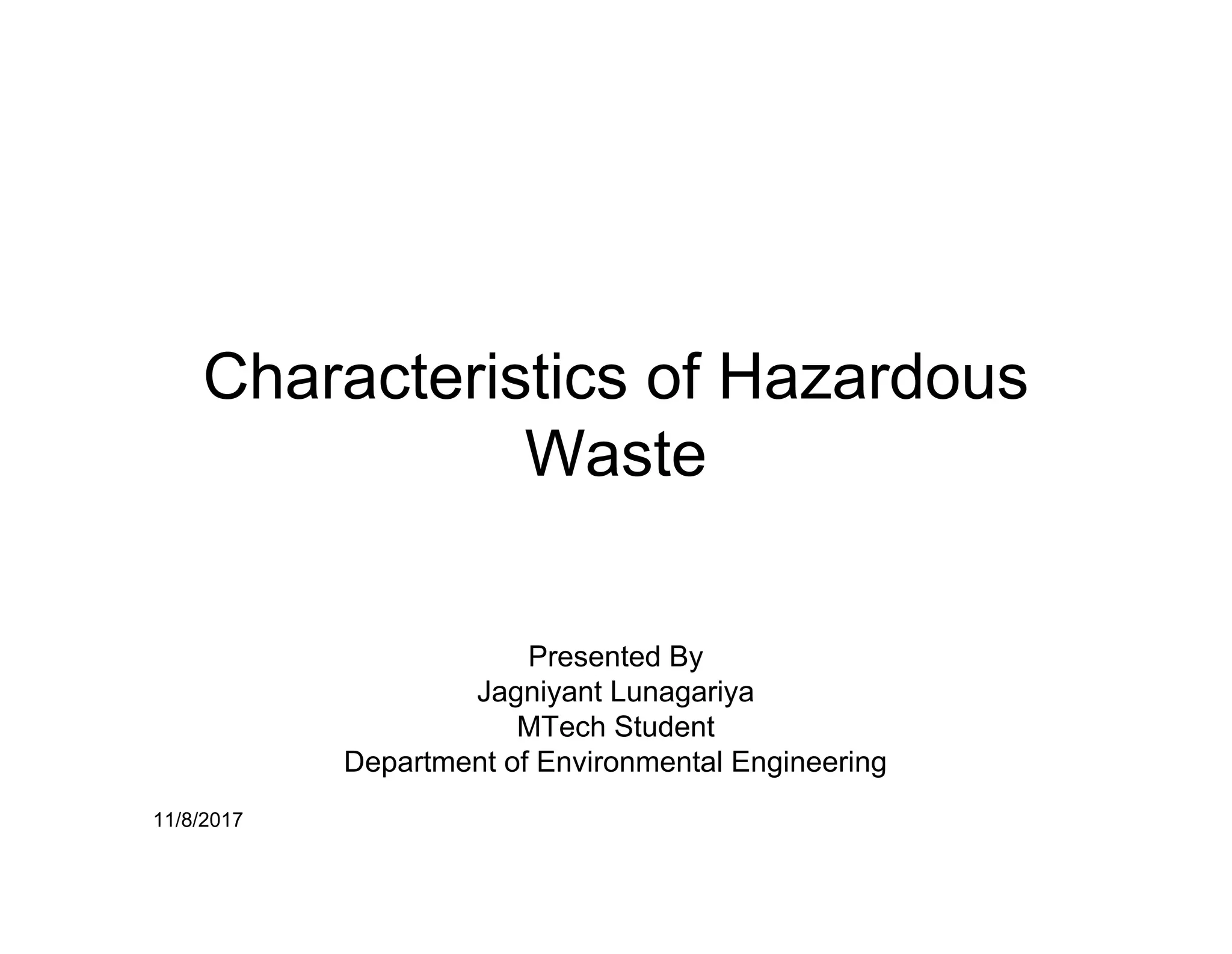 Characteristics of hazardous waste | PDF