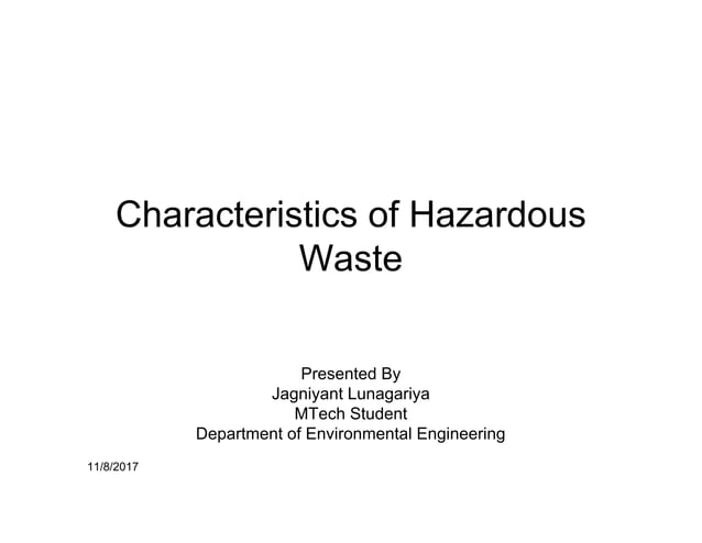 Characteristics of hazardous waste | PDF | Chemistry | Science