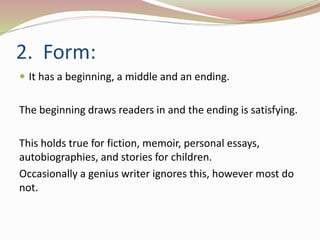 Characteristics of imaginative writing | PPTX