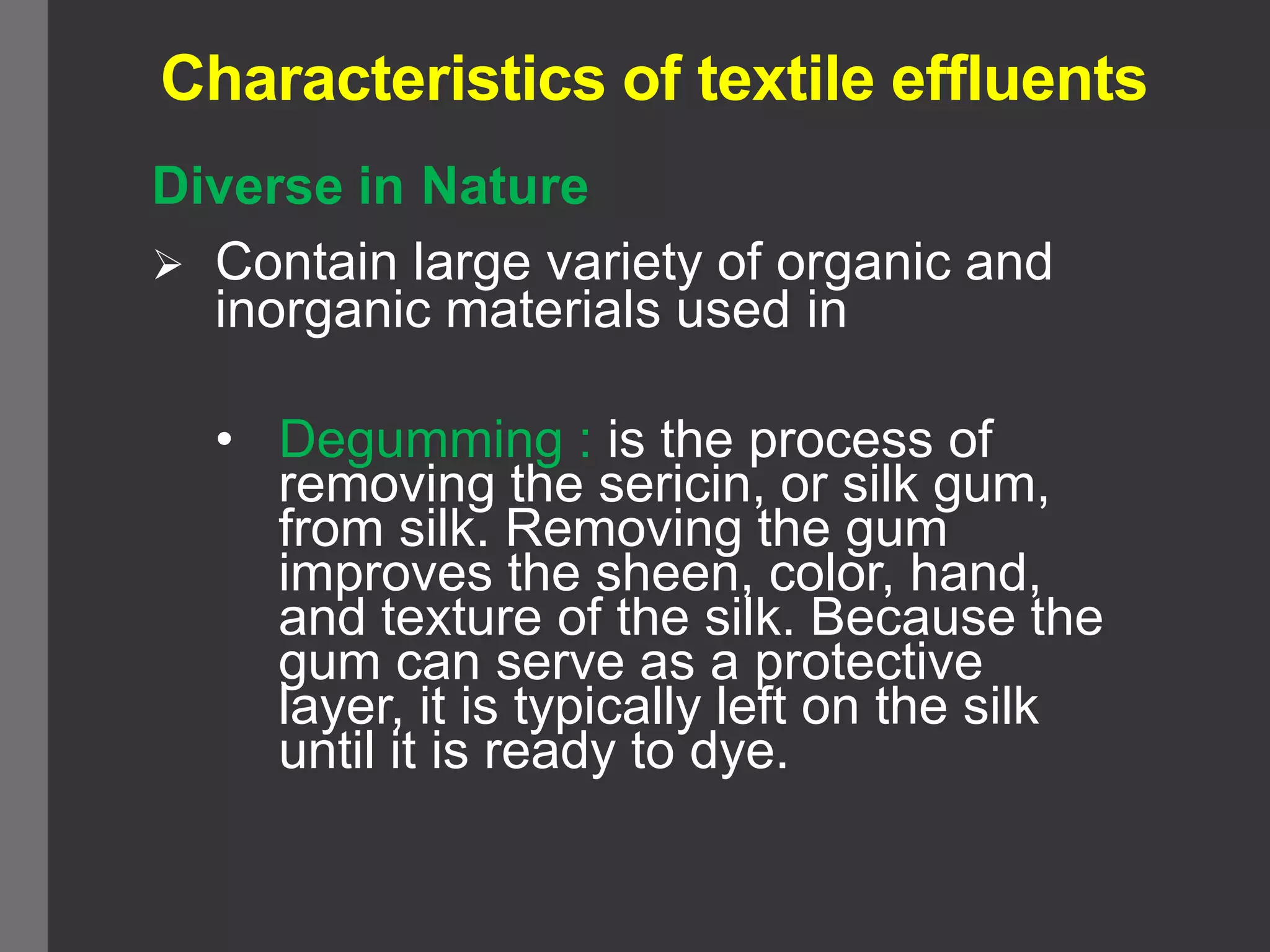Characteristics of industrial textile effluents and different types of ...